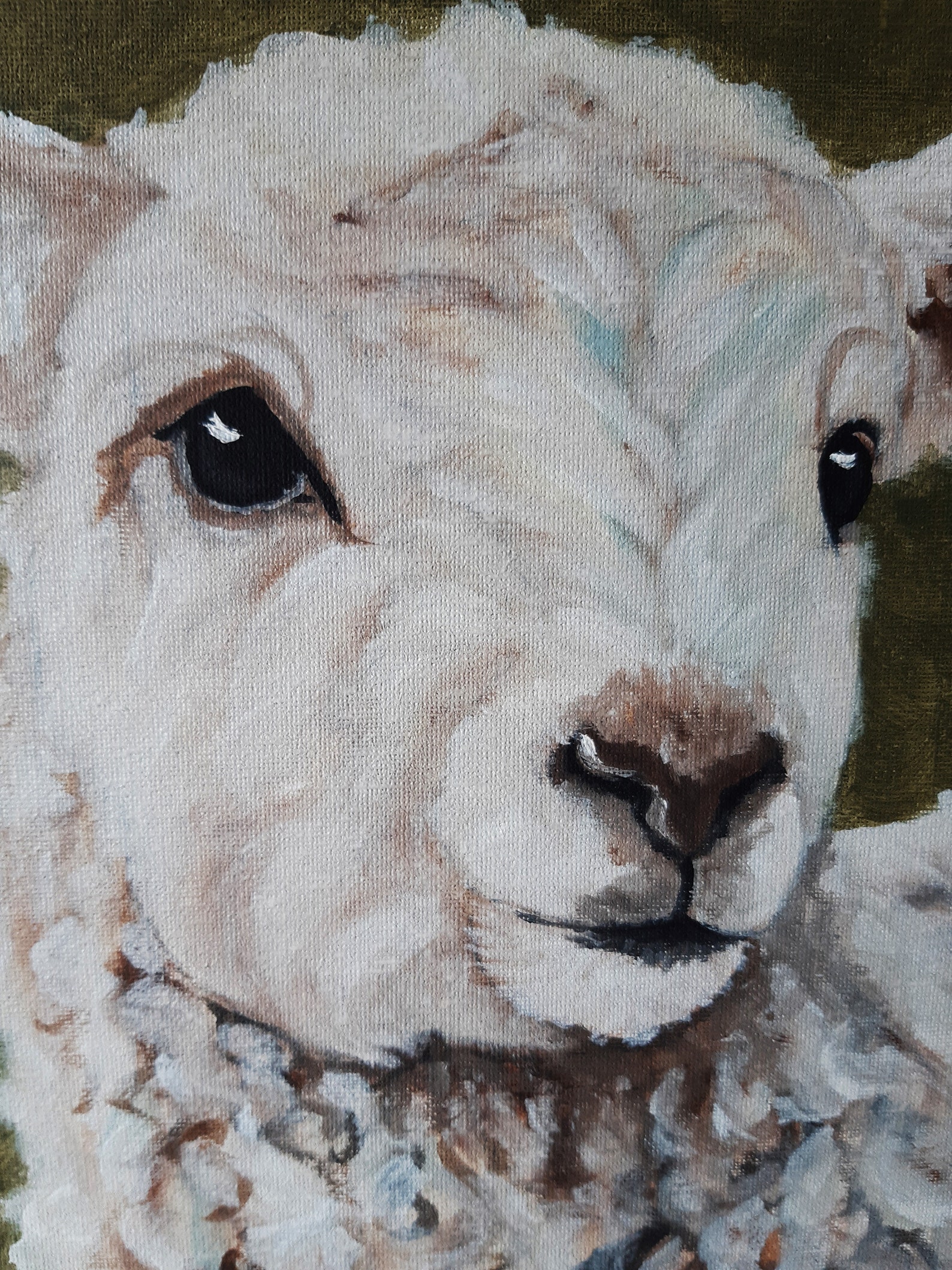 Sheep Painting Farmhouse Original Art Lamb Artwork 12 by 9 - Etsy