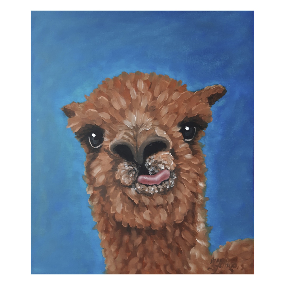 Llama Oil Painting: Original Farmhouse Animal Art, 20x16 Canvas - Etsy