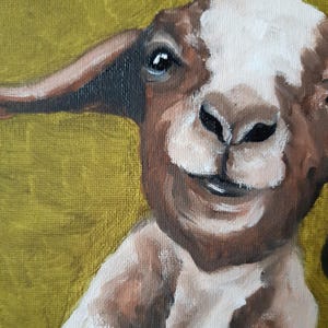 Goat Original Painting Farmhouse Art Cute Goat Oil Artwork 8 by 8 Farm ...