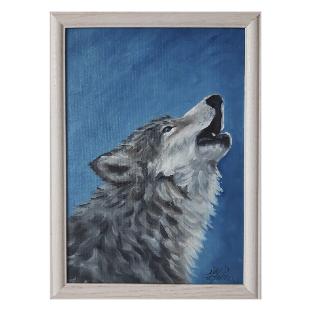 Wolf Original Painting Animal Art Wildlife Wolf Lover Gift Oil Artwork ...