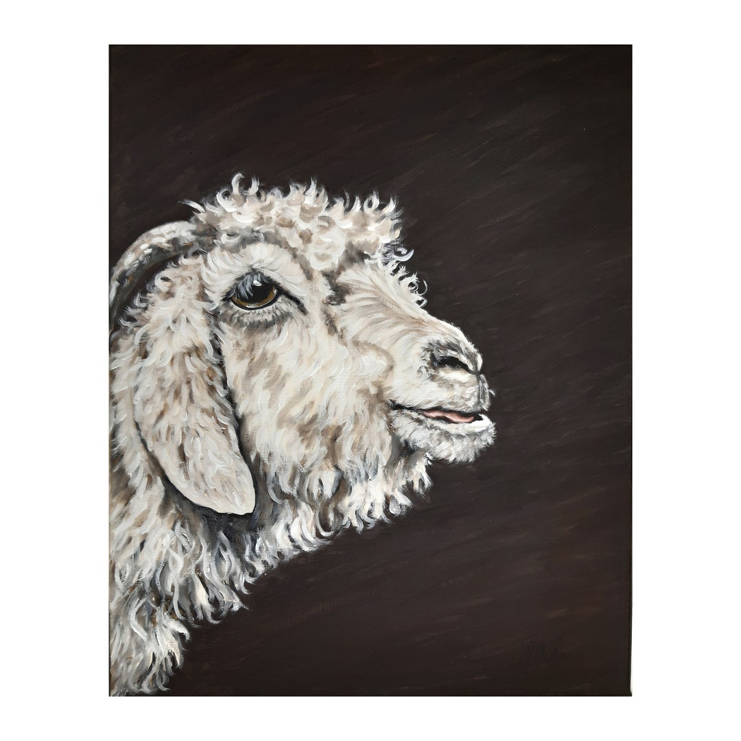 Sheep Original Painting Farmhouse Art Lamb Artwork 20 by 16 Farm Animal ...