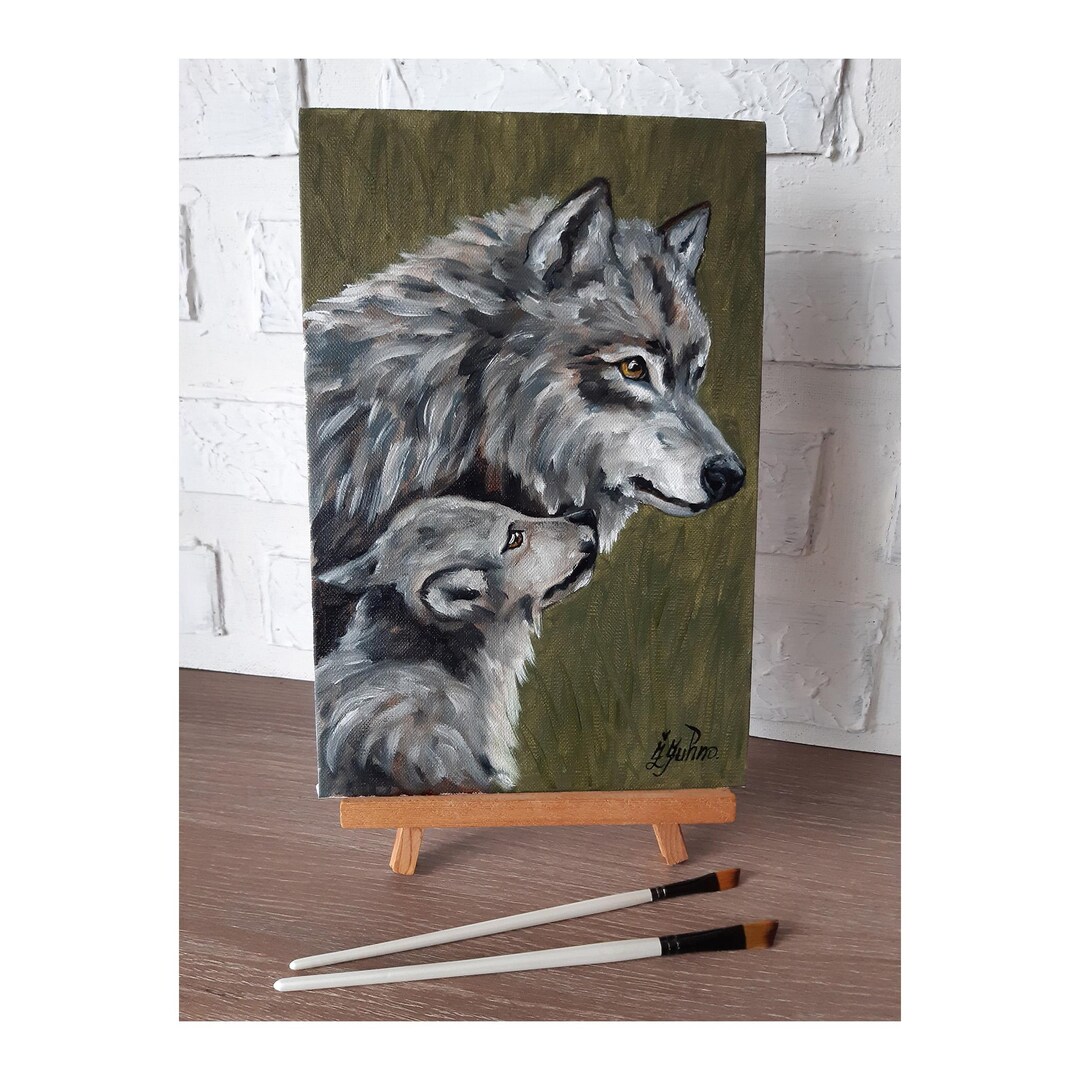 Original Wolf Oil Painting: Wildlife Animal Art (12x8) - Etsy UK