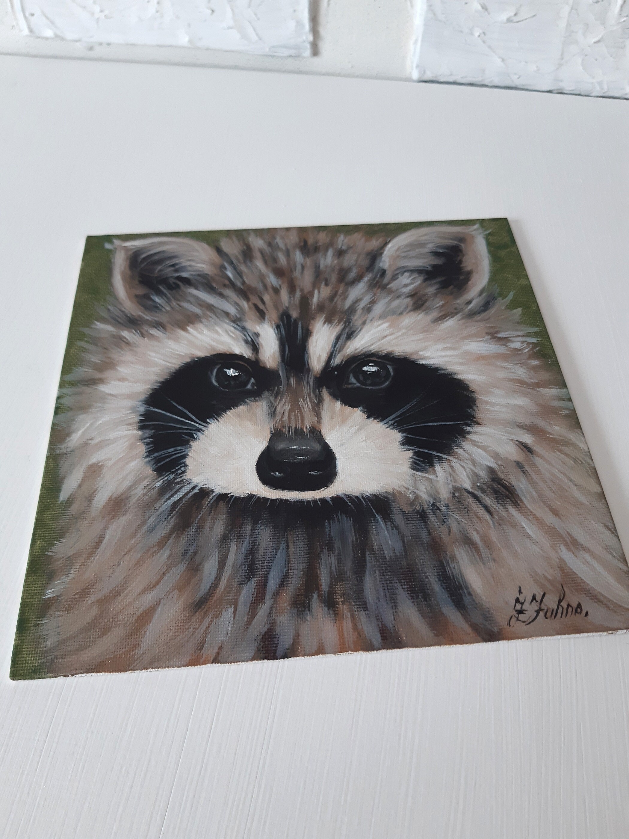 Raccoon Painting Animal Original Art Raccoon Portrait Artwork | Etsy
