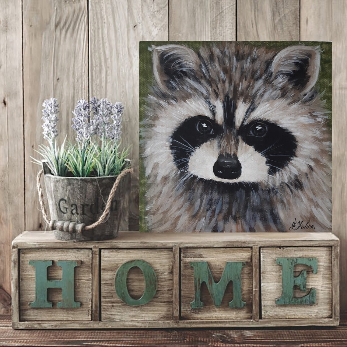 Raccoon Painting Animal Original Art Raccoon Portrait Artwork | Etsy