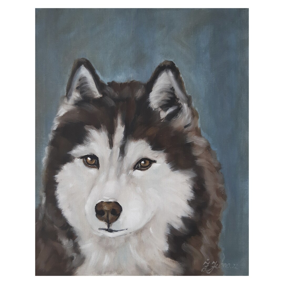 Husky Oil Painting: Original Dog Portrait, Animal Canvas Art (12x9) - Etsy