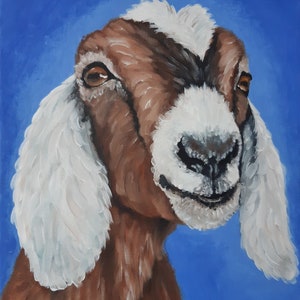 Goat Painting Farmhouse Original Art Sheep Oil Artwork 16 by 12 Farm ...