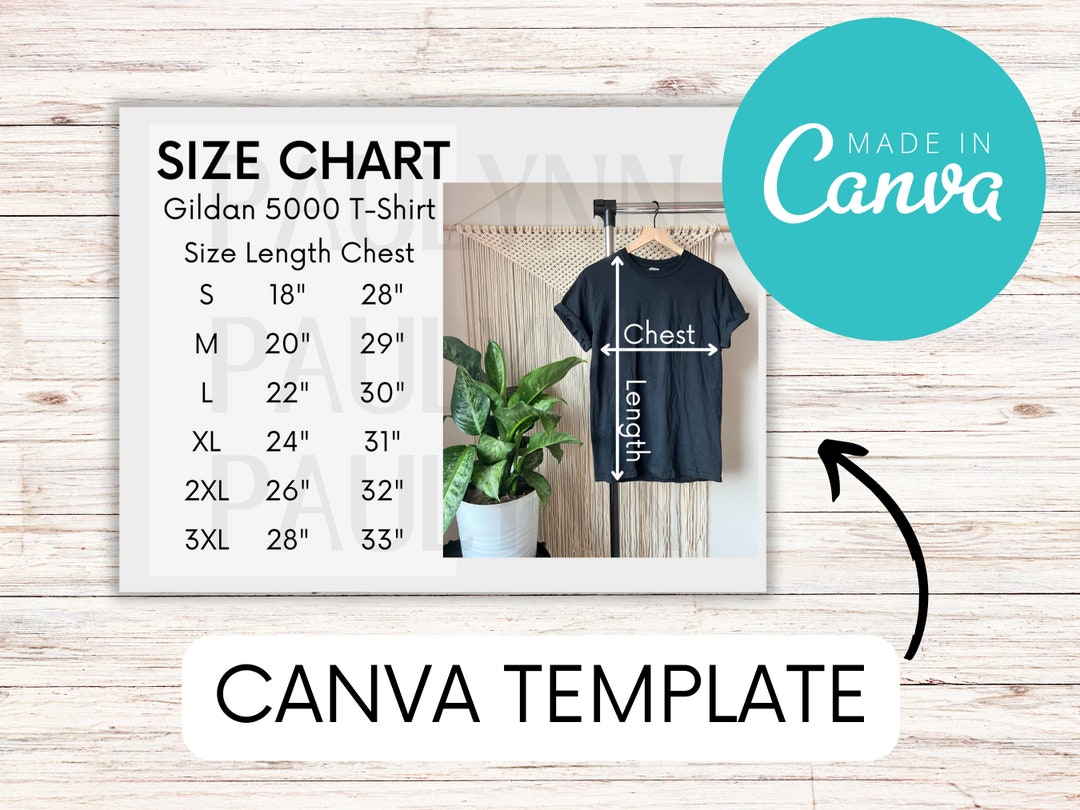 Size Chart Template - Etsy