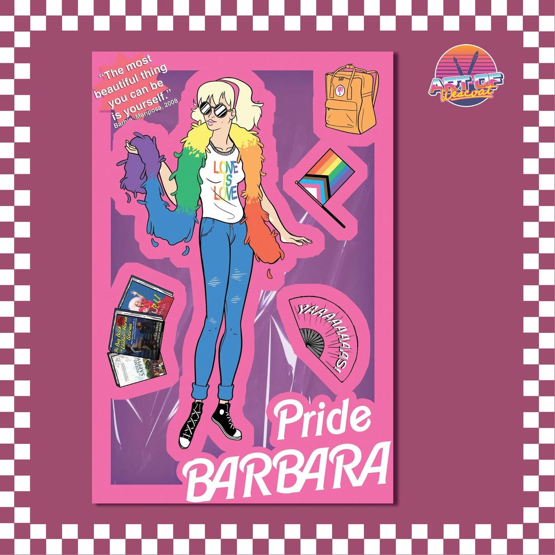 Pride Barbara Sticker Sheet, Lesbian Barbie Aesthetic Stickers, Cute ...