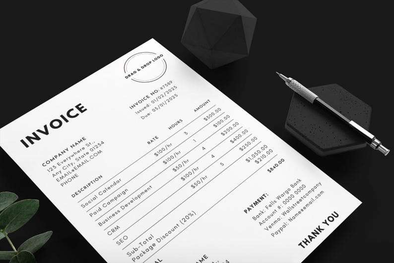 Downloadable Invoice Template – Professional PDF Invoice for Business ...