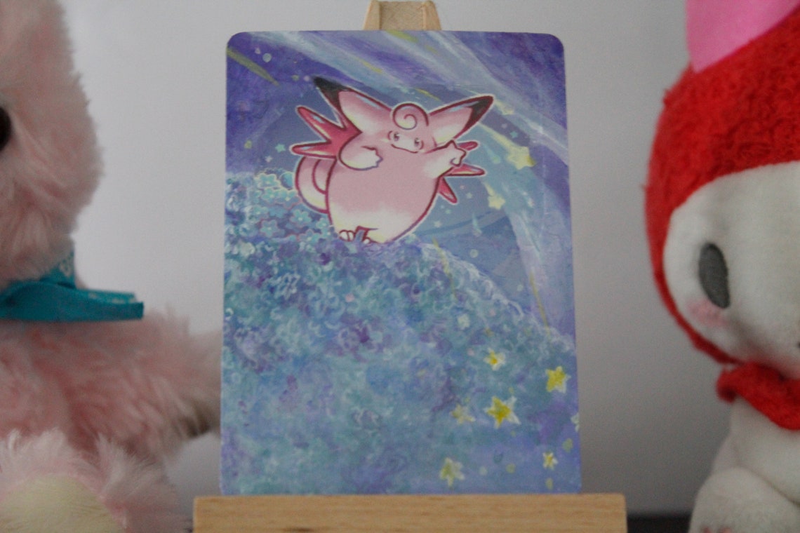 Clefable Hand-painted Pokemon Card Art Alter OOAK | Etsy