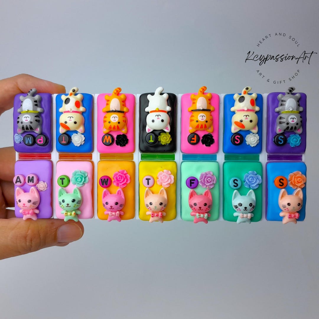Am Pm Pill Box Detachable 'kitty Cats' Pill Organizer, Medicine Vitamin ...