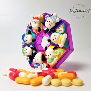 7 Day Pill Organizer 'happy Pups' Cute Pill Box, Medicine Vitamin ...