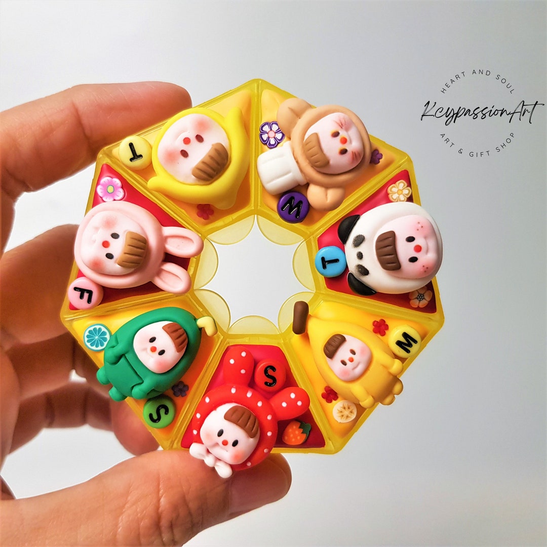 7 Day Pill Organizer 'cutie Baby Face' Cute Pill Box, Medicine Vitamin ...