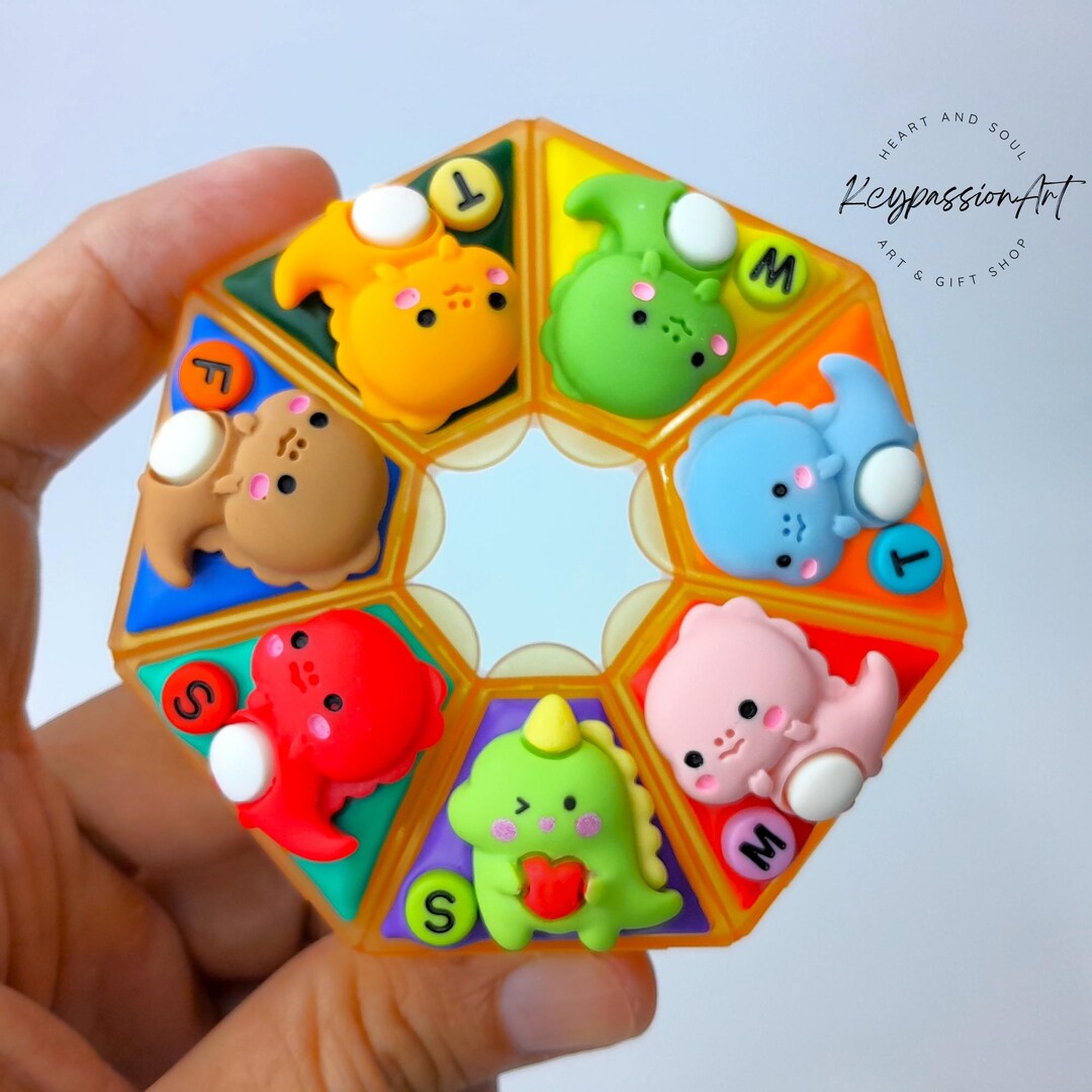 United Color of Dino Pill Box 7-day Pill Organizer - Etsy UK