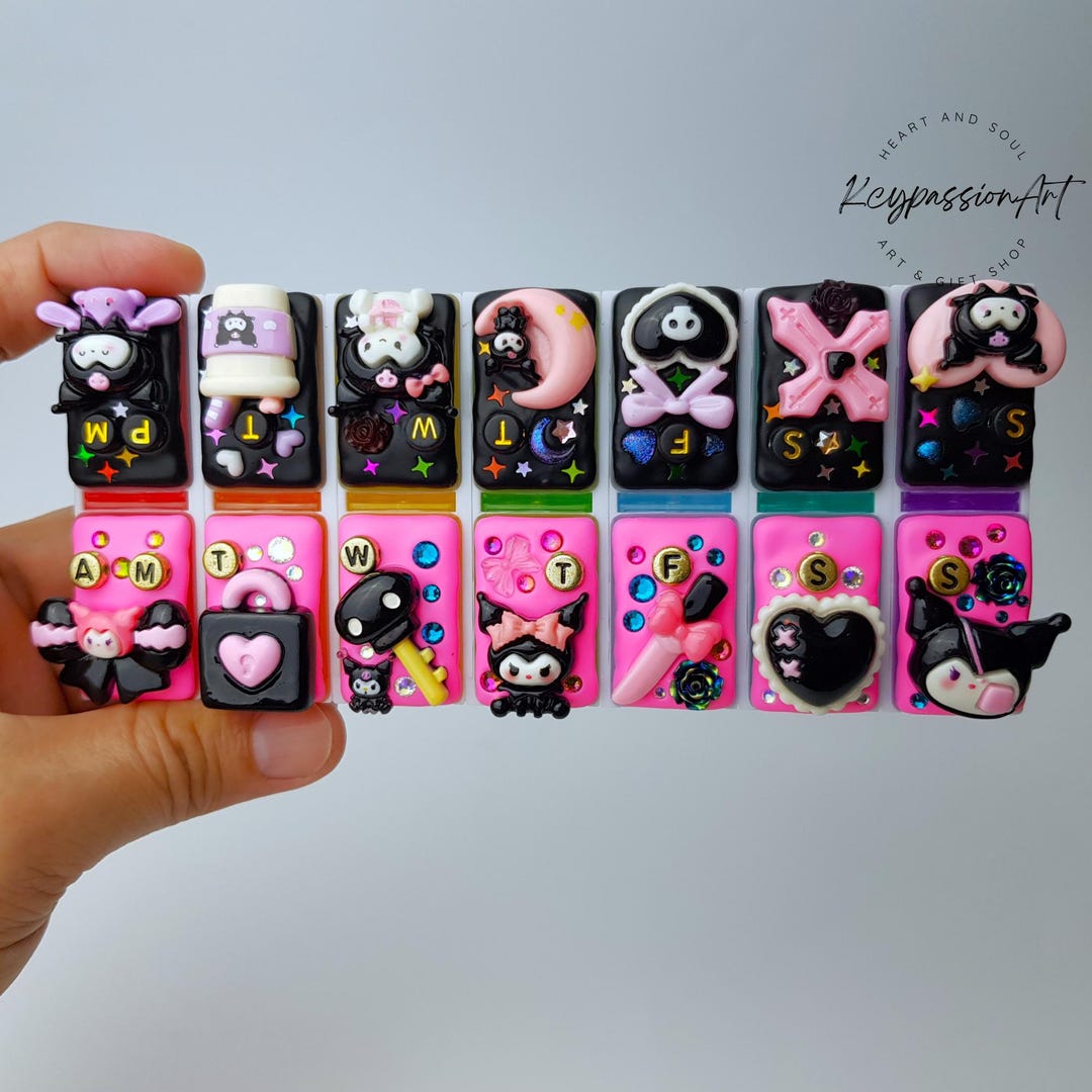 Am Pm Pill Box Detachable 'kawaii Black Beauty' Pill Organizer ...