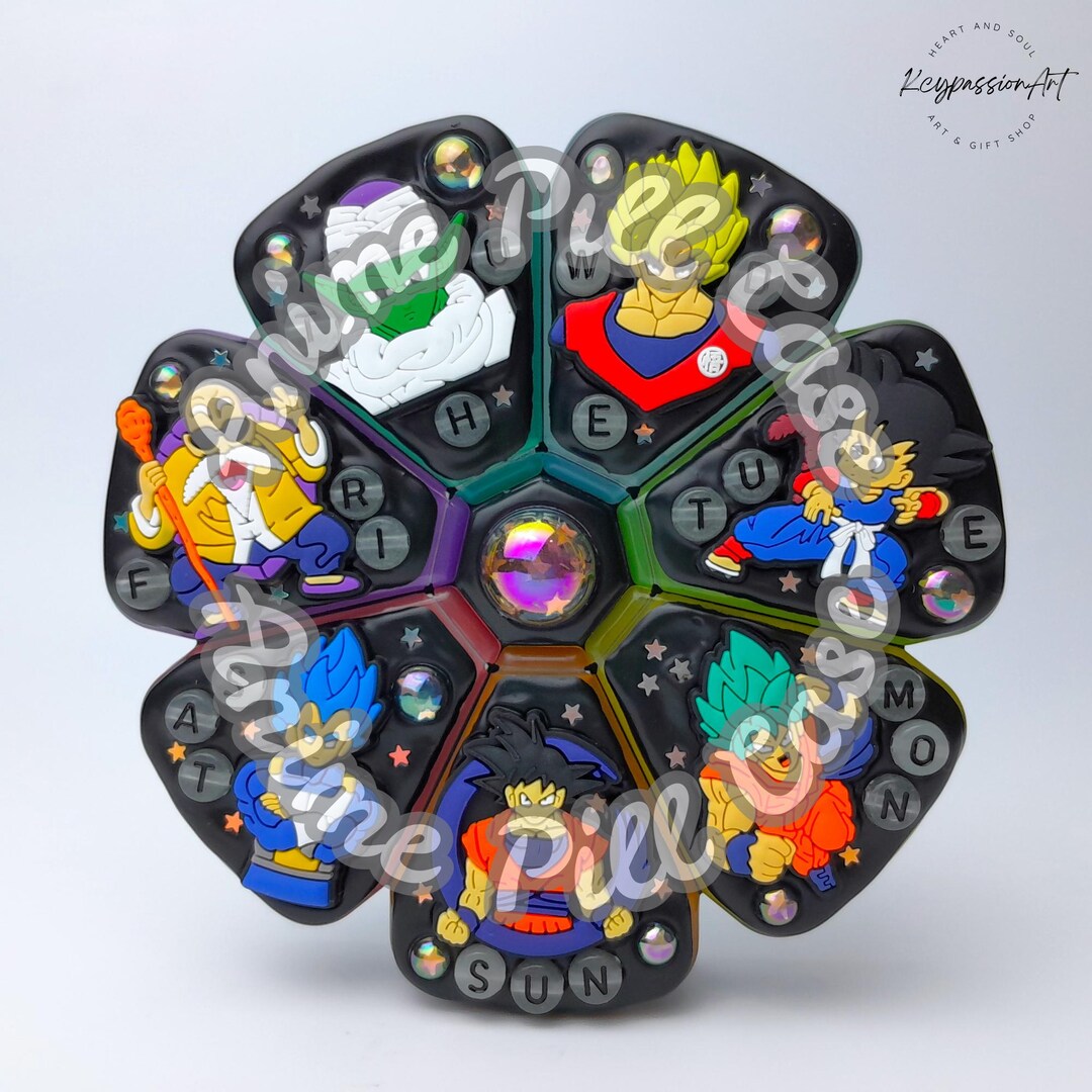 XL 7 Day Pill Organizer 'dragon Z' Am Pm Pill Case, 8 Compartment Pill ...