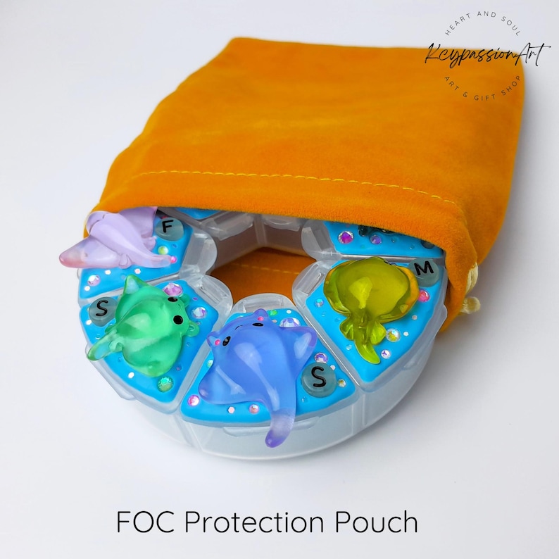 7 Day Pill Organizer, 'ocean Rays' Medicine Dispenser, Glow-in-the-dark ...