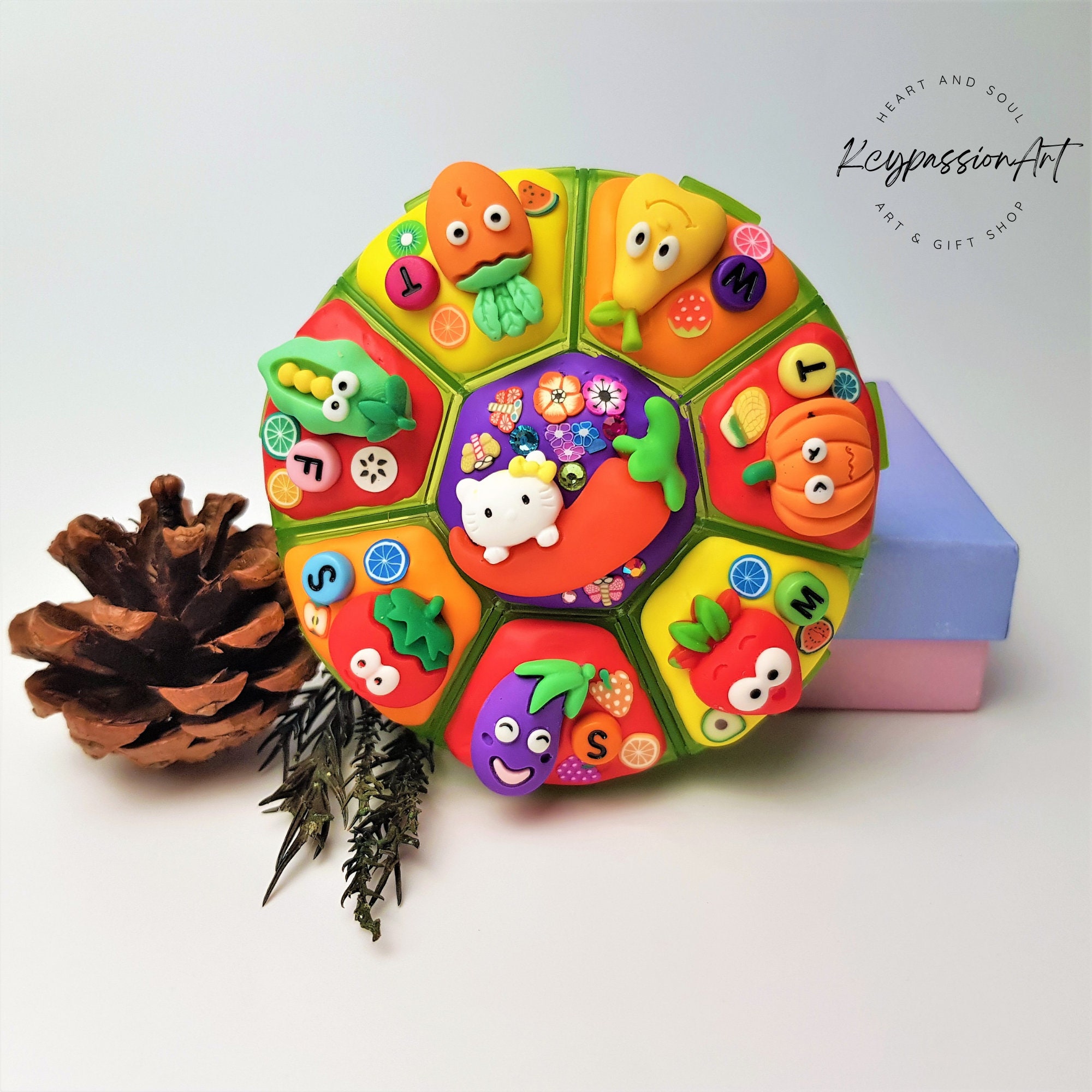 7 Day Pill Organizer 'love My Fruits & Veggies' Pill Box Medicine ...