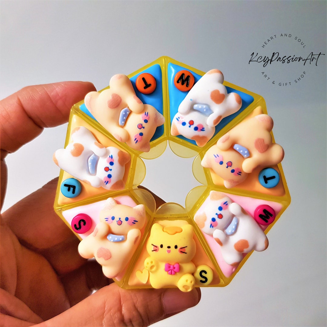 7 Day Pill Organizer 'my Kitty Cats' Am Pm Pill Box, for Medicine ...