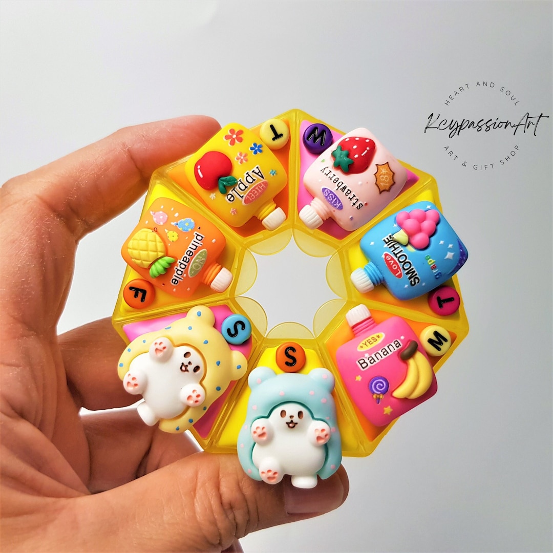 7 Day Pill Organizer 'fat Meow Smoothie' Cute Pill Box, Medicine ...