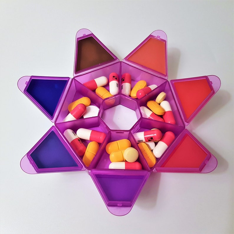 7 Day Pill Organizer 'flowers From Rainbow' Am Pm Pill - Etsy