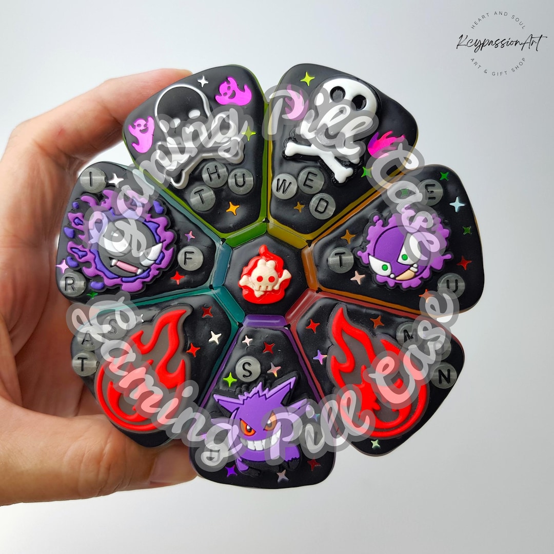 XL 7 Day Pill Organizer 'the Ghost' Am Pm Pill Case, 8 Compartment Pill ...