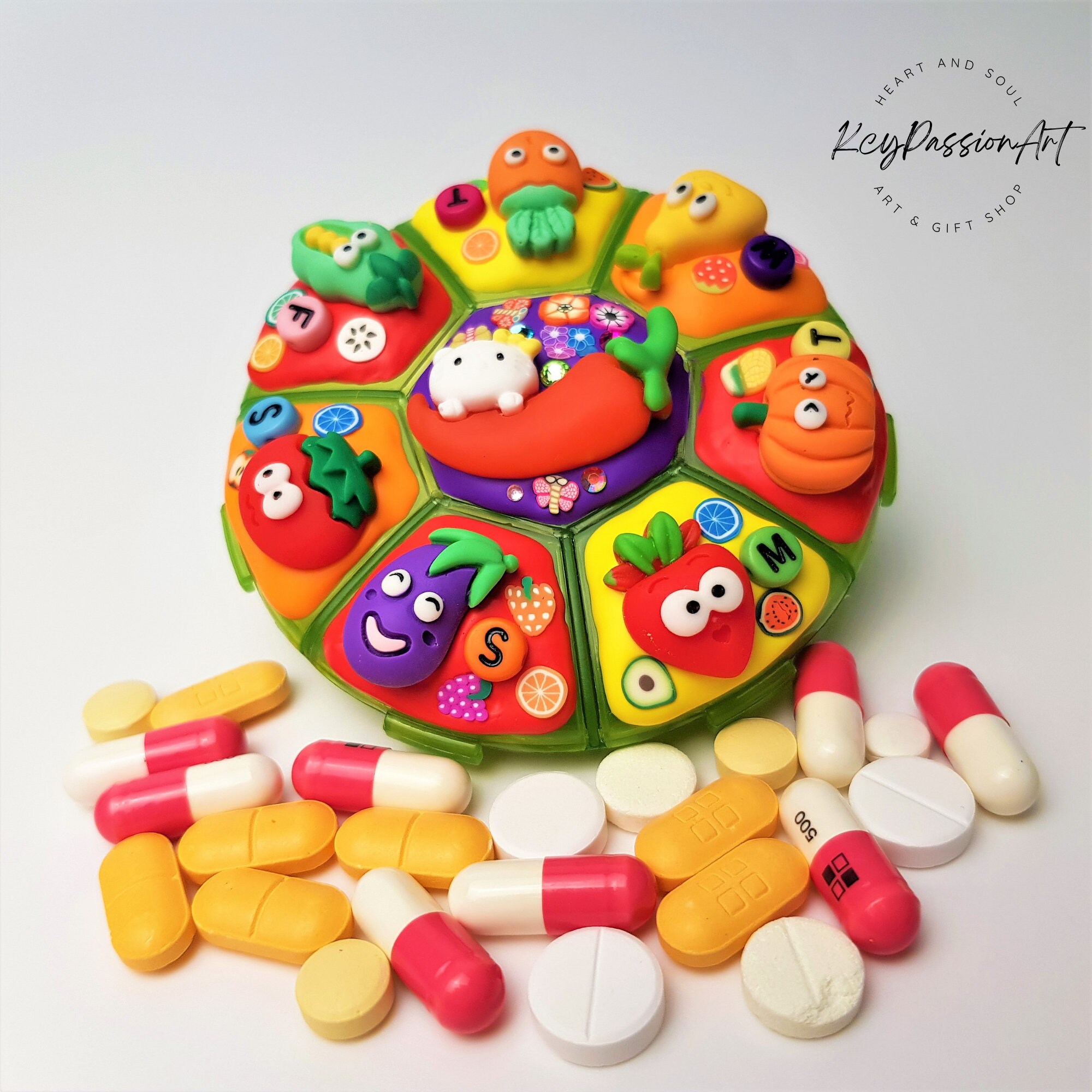 7 Day Pill Organizer 'love My Fruits & Veggies' Pill Box Medicine ...