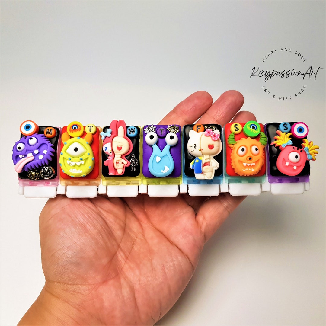 7 Day Pill Organizer 'funny Spooky Things' Cute Pill Box, Medicine ...
