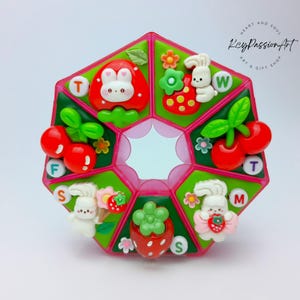 7 Day Pill Organizer 'bunny Berrycherry' Am Pm Pill Box, Medicine ...