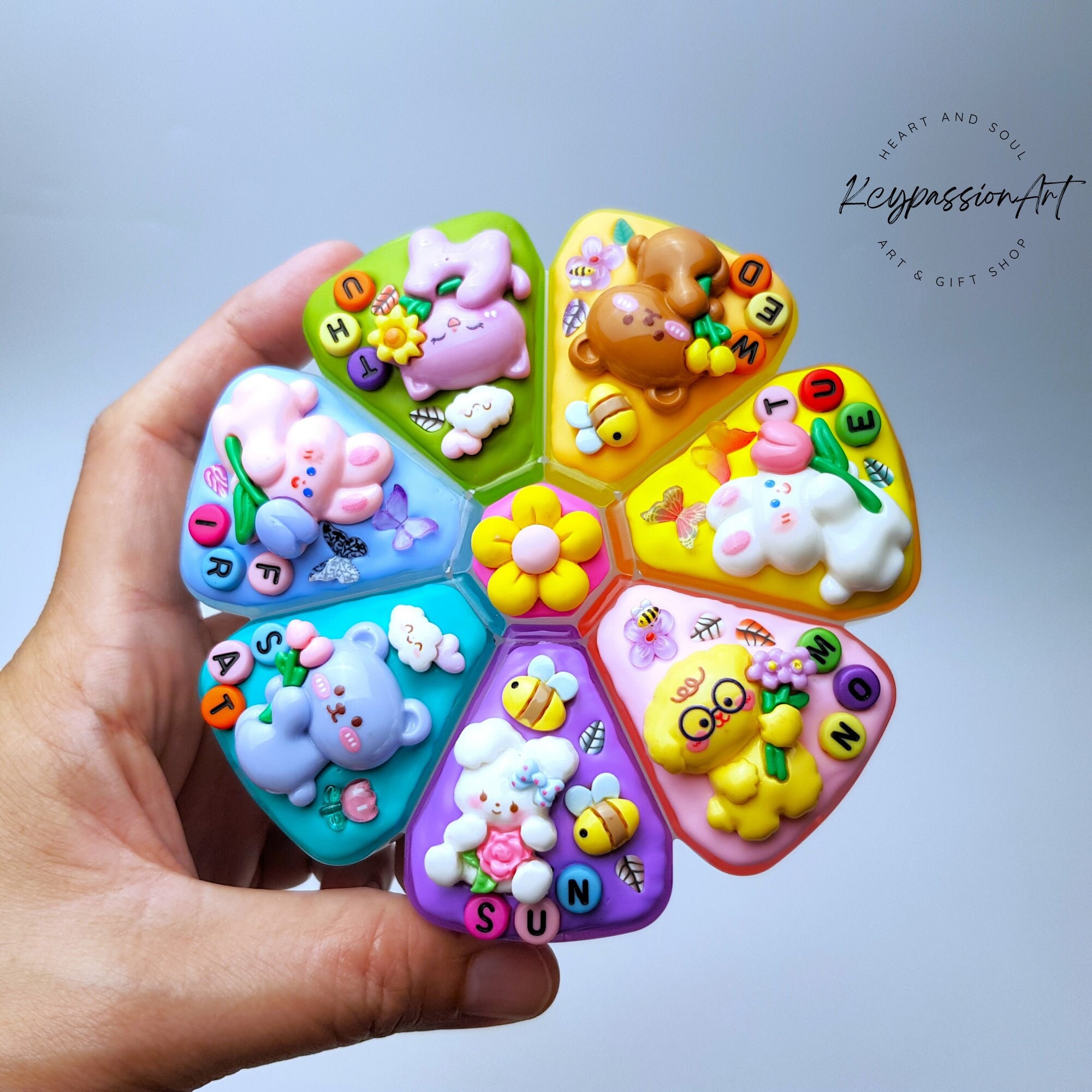 XL 7 Day Pill Organizer, 'playful Garden Friends' Design, Am Pm Pill ...