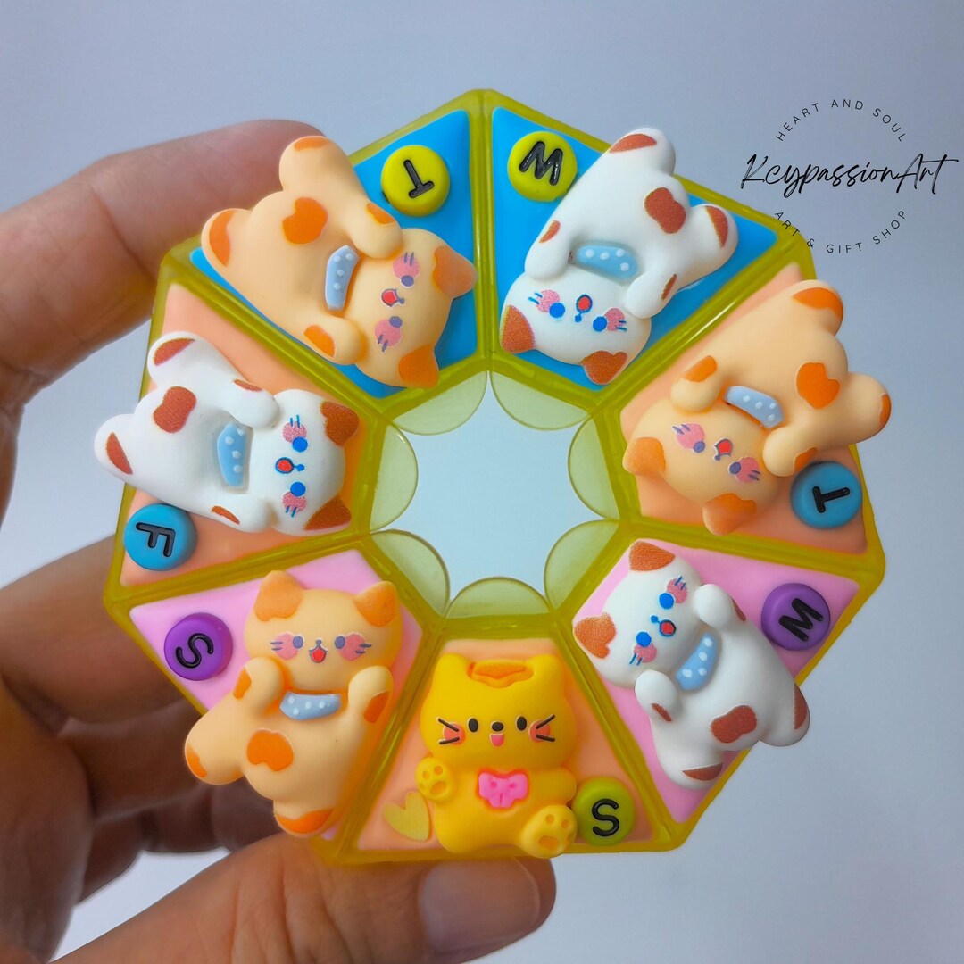 7 Day Pill Organizer 'my Kitty Cats' Am Pm Pill Box, for Medicine ...