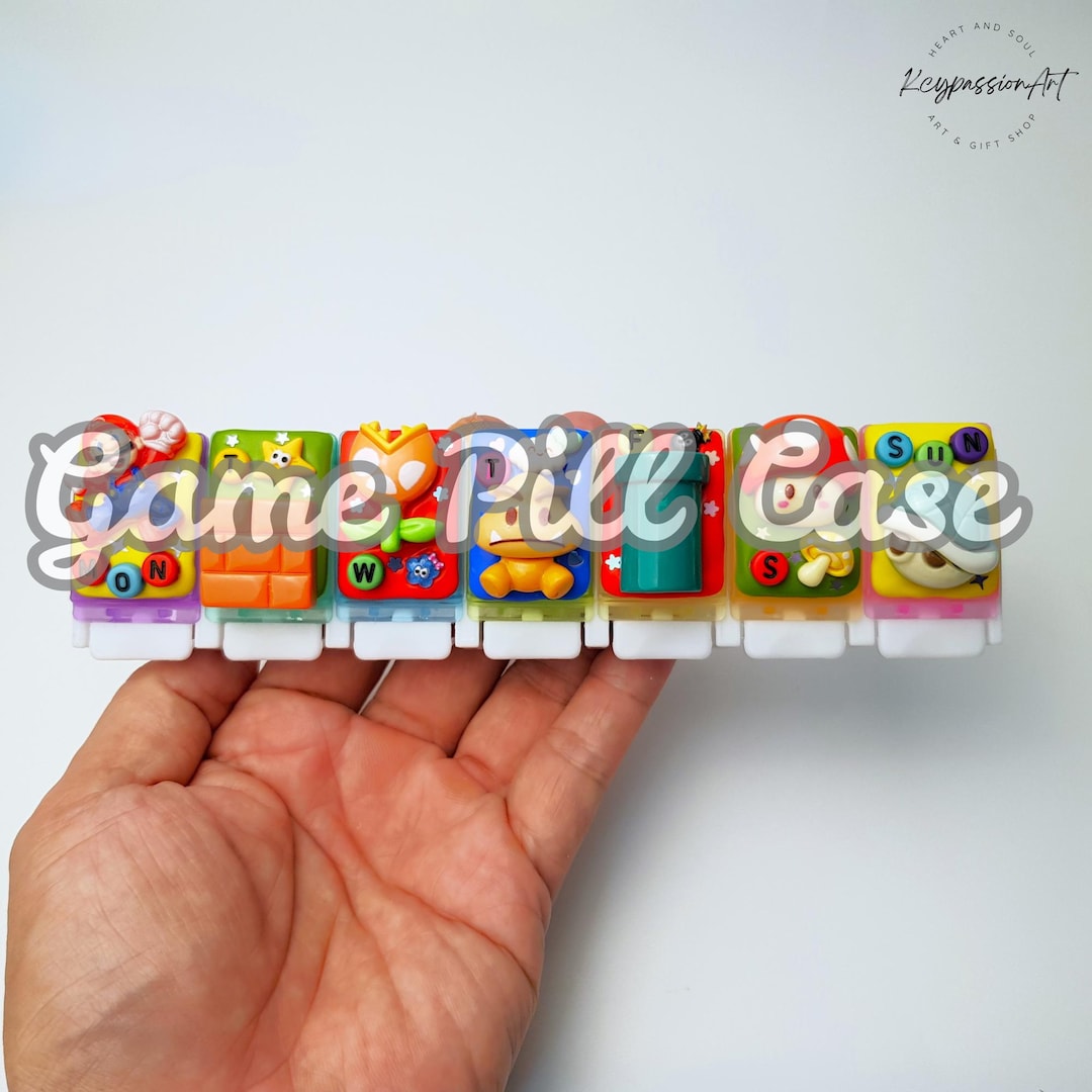 Game Custom 7 Day Pill Organizer Cute Pill Box, Medicine Vitamin ...