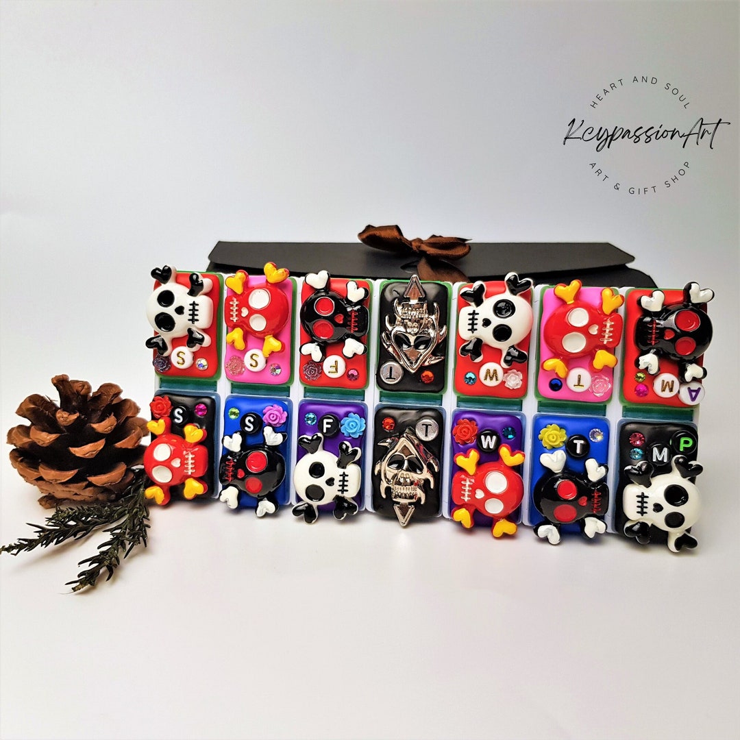 Am Pm Pill Box Detachable 'poison Skulls' Pill Organizer, Medicine ...