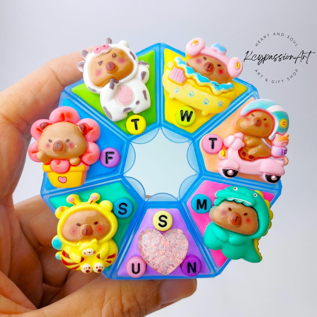 7 Day Pill Organizer 'capybara Daily Fun, Medicine Vitamin Supplement ...