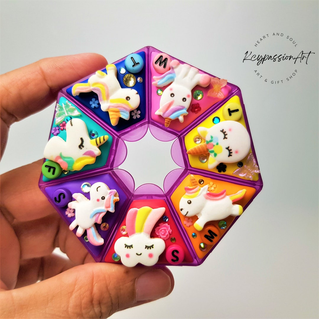 7 Day Pill Organizer Unicorn Cute Pill Box Cute Pill Case Medicine Vitamin Supplement