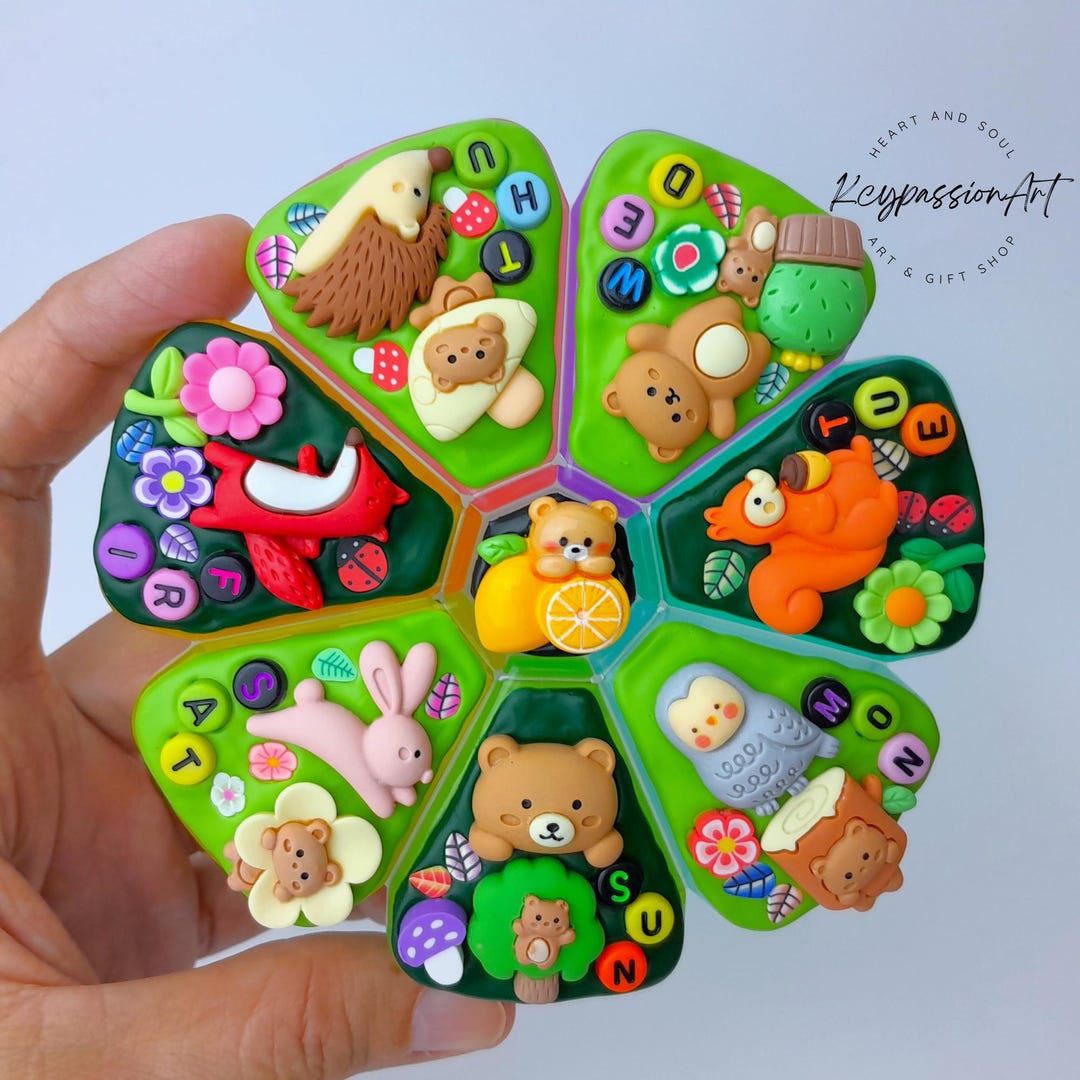 XL 7 Day Pill Organizer 'forest Bear & Friends' Am Pm Pill Box, 8 ...