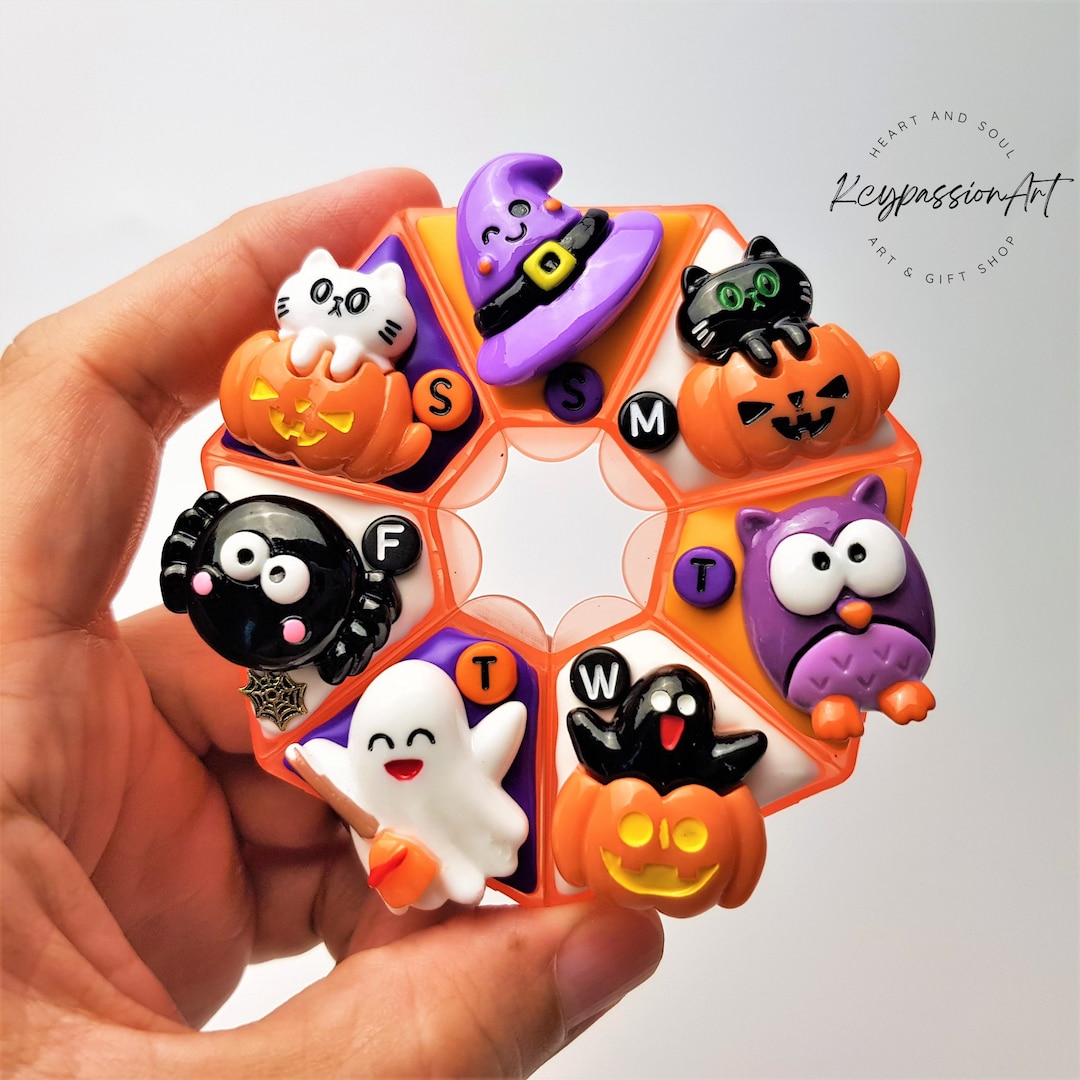 7 Day Pill Organizer 'spooky Cute & Funny' Pill Box, Medicine Vitamin ...