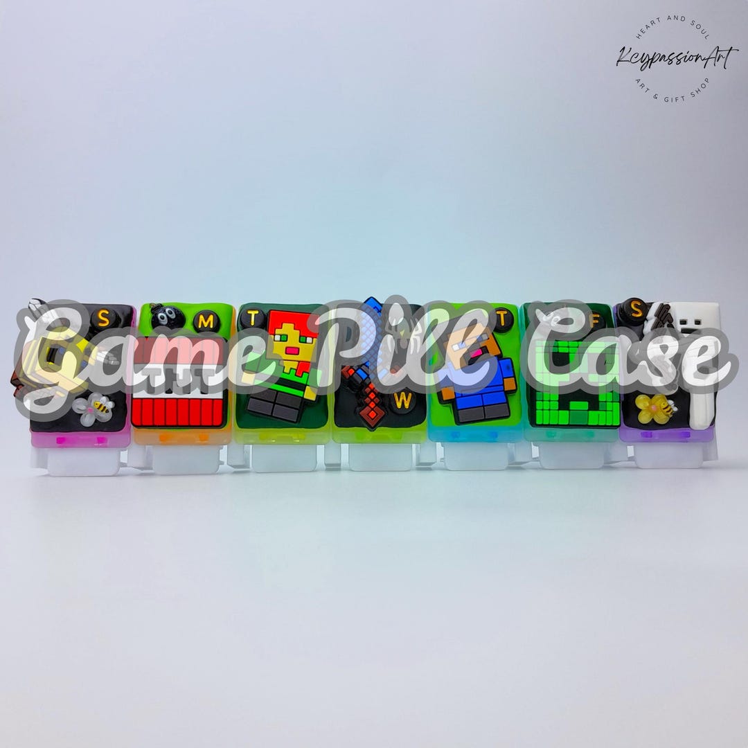 7 Day Pill Box Decorated 'game and Mining' Seven Compartments Pill ...