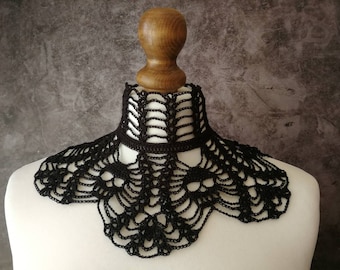 Gothic Vampire Victorian Mourning High Neck Collar Necklace, Black Lace ...