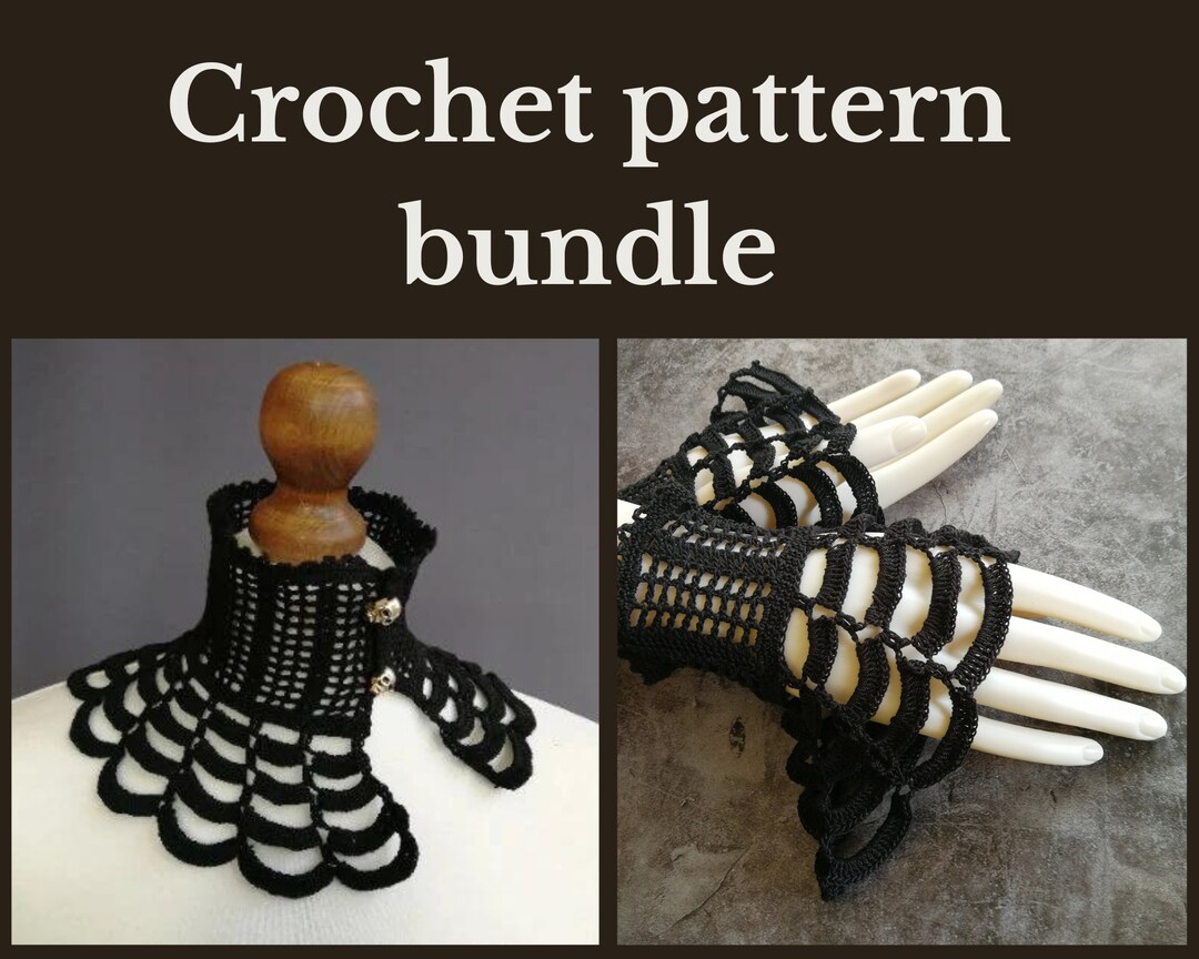 Crochet Goth Victorian Choker and Cuffs Pattern Bundle (PDF Pattern) - Etsy