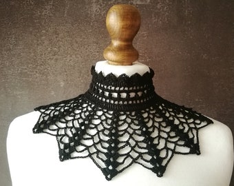 Gothic Vampire Victorian Mourning High Neck Collar Necklace, Black Lace ...