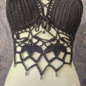 CROCHET PATTERN Gothic Crochet Crop Top, Black Alternative Festival ...