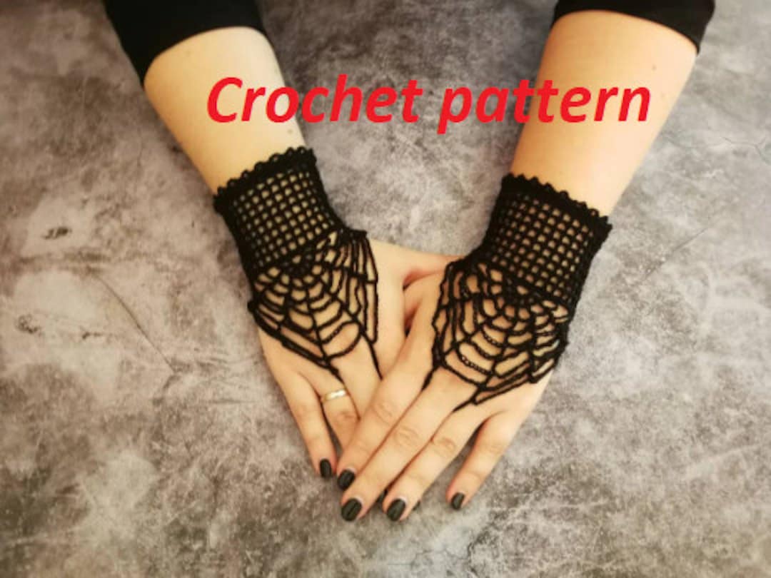 CROCHET PATTERN Lace Spooky Spiderweb Short Arm Warmers, Gothic ...