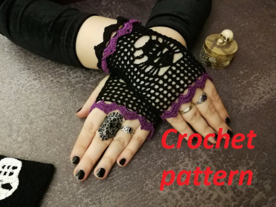 CROCHET PATTERN for Gothic Crochet Fingerless Gloves or Black Lace ...