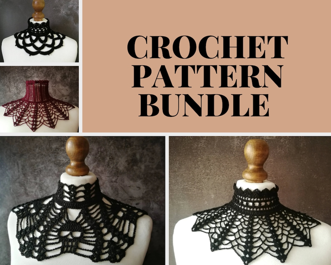 CROCHET PATTERN BUNDLE Goth Victorian High Neck Collar Necklace, Gothic ...