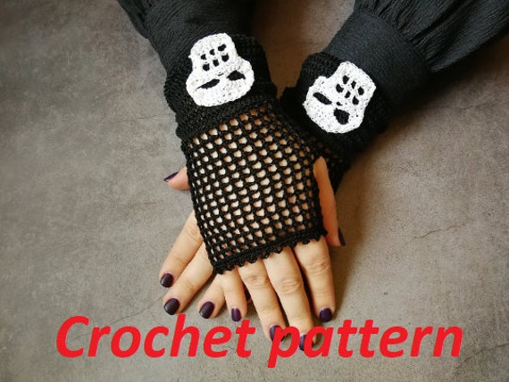 CROCHET PATTERN and Photo Tutorial for Skull Lace Fingerless - Etsy