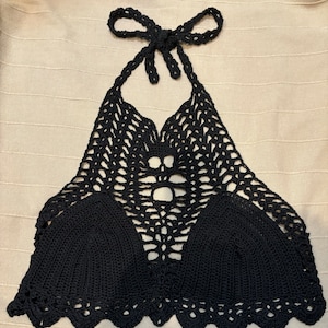 CROCHET PATTERN Gothic Crochet Crop Top, Black Alternative Festival ...