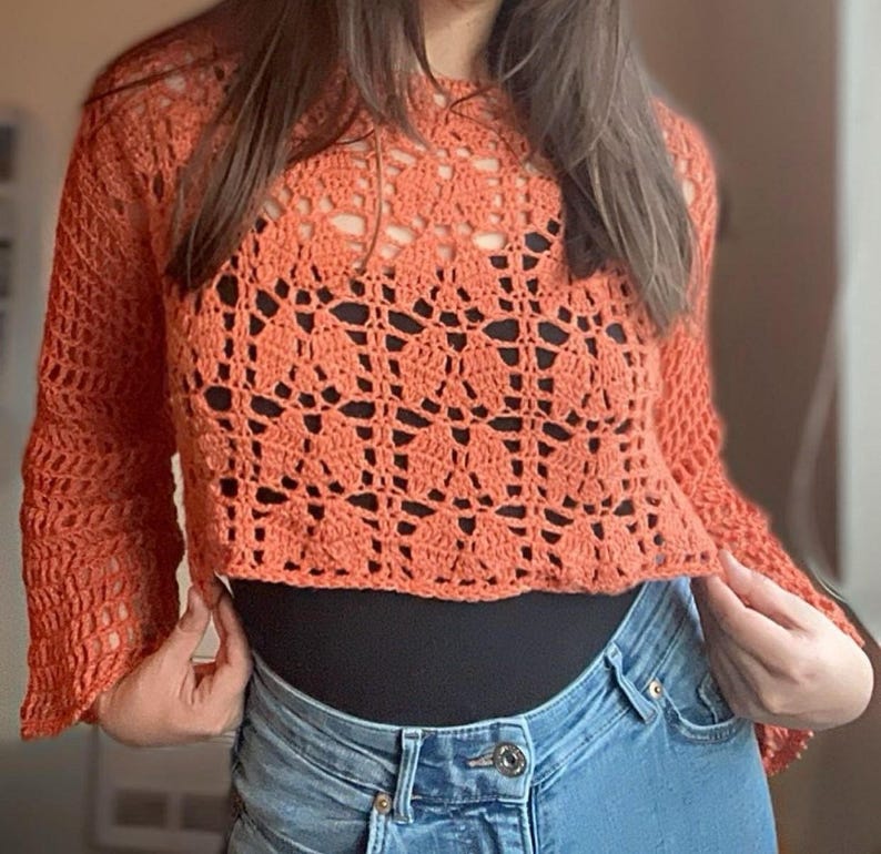 Crochet Bolero Pattern: Floral Mesh Sleeves, Goth Alt Top (PDF Pattern ...