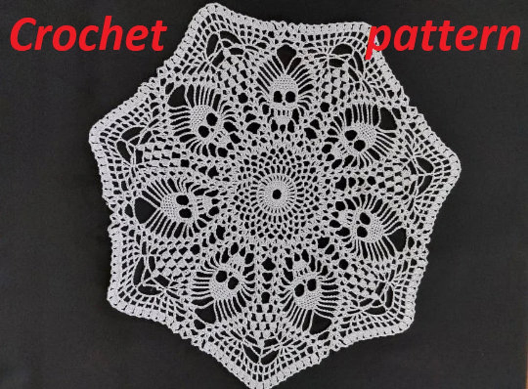 CROCHET PATTERN and Photo Tutorial on How to Make Goth Skull Lace Doily ...
