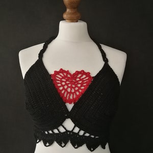 CROCHET PATTERN Gothic Crochet Crop Top, Valentine's Day Black ...